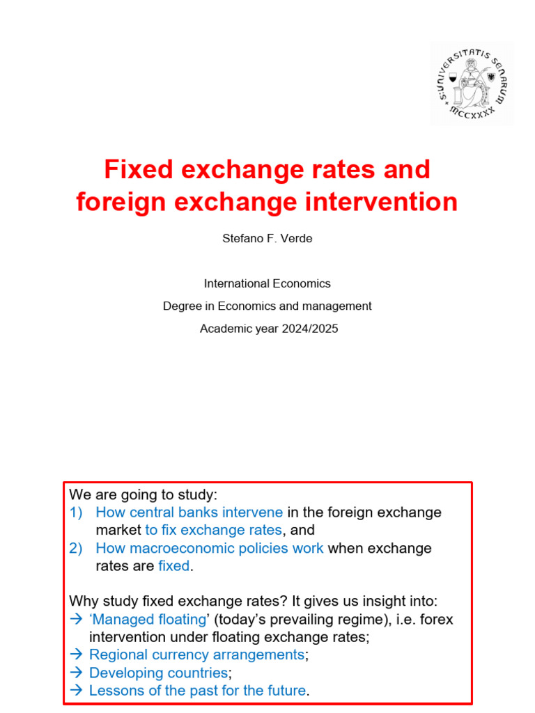 Fixed Exchange Rates and Central Bank Intervention | PDF | Exchange ...