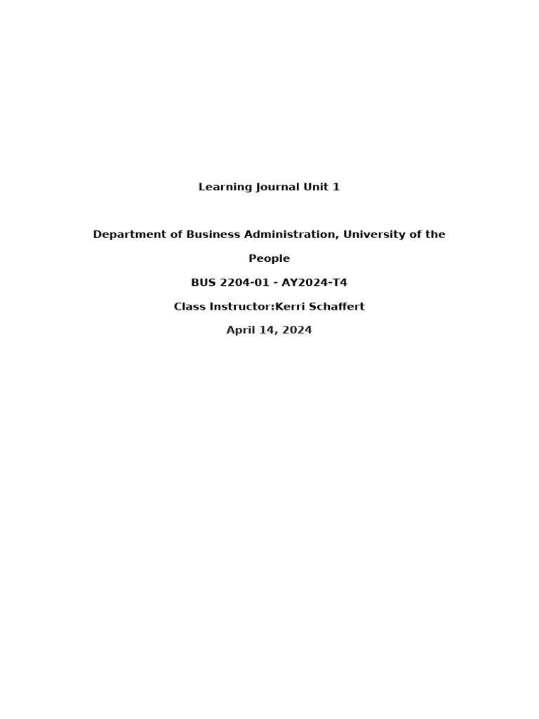Learning Journal Unit 1 | PDF