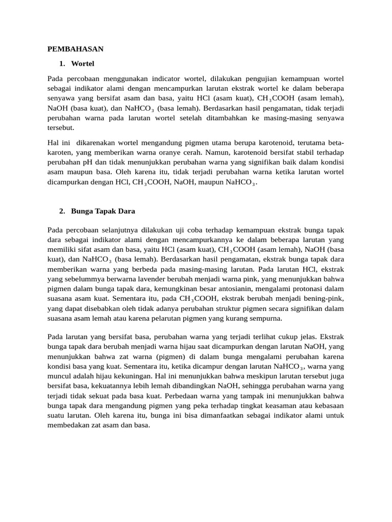 Indikator Alami: Wortel vs Bunga Tapak Dara | PDF