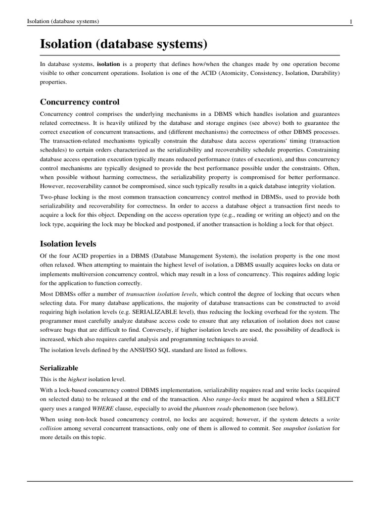 Isolation (Database Systems) | PDF | Database Transaction | Concurrency (Computer Science)