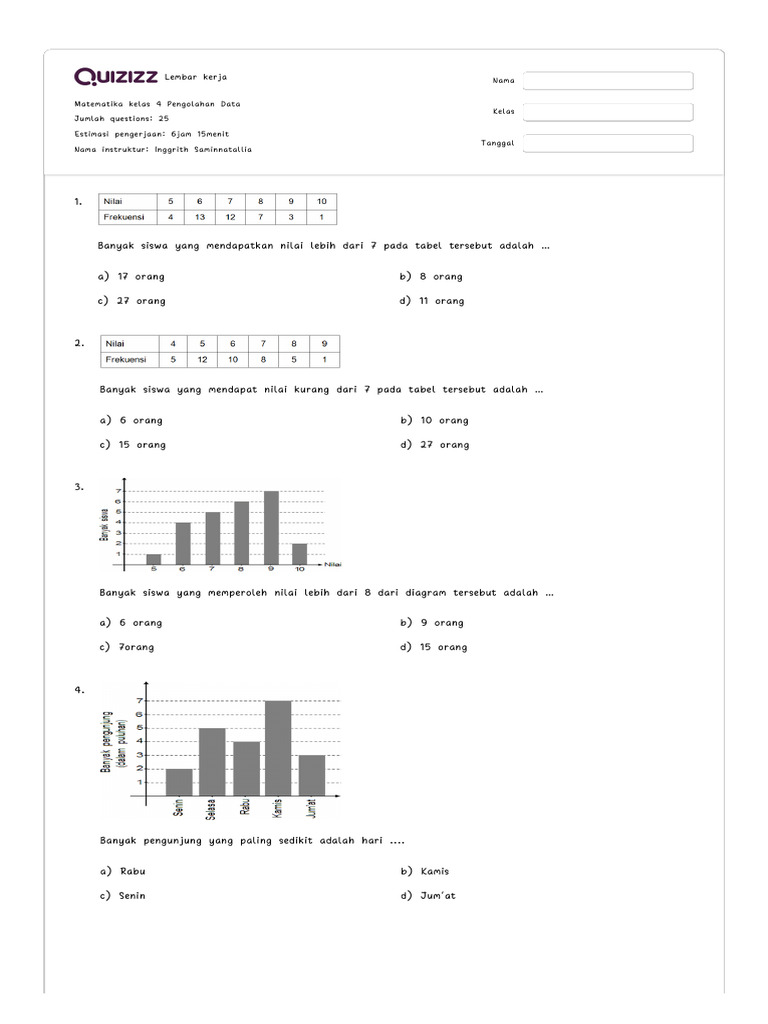 Matematika kelas 4 Pengolahan Data | PDF