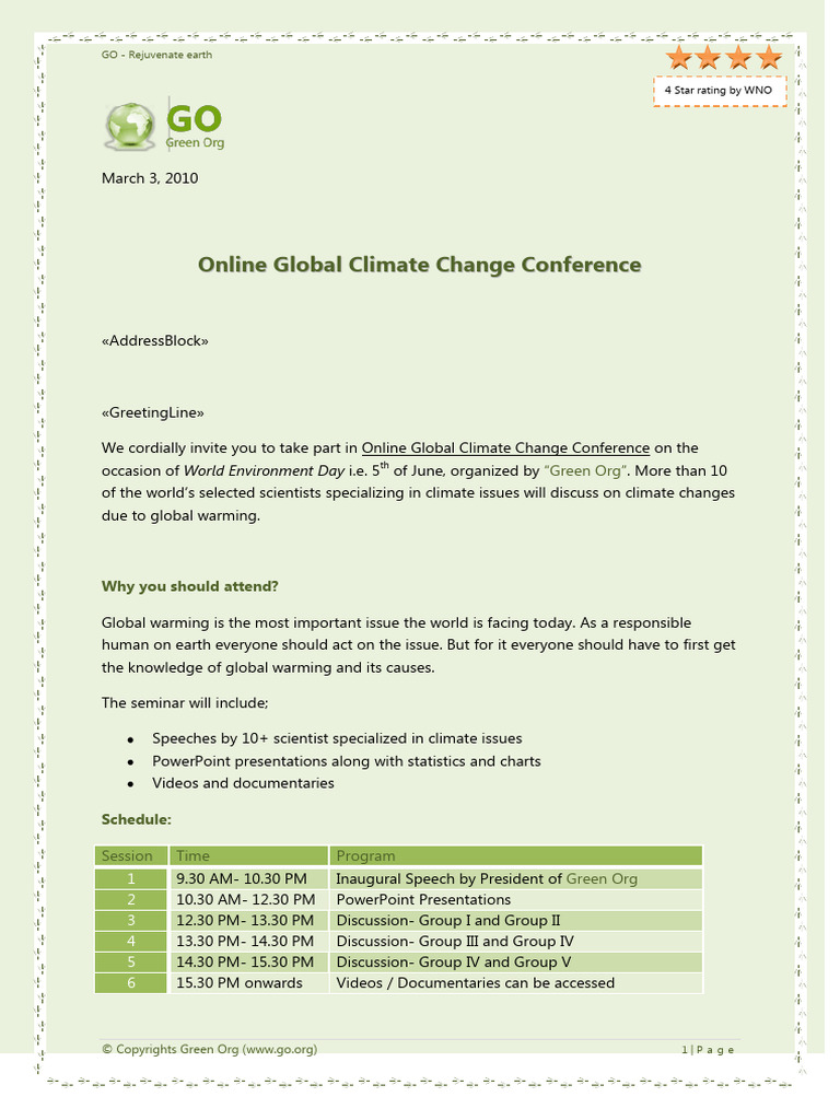 Online Climate Change Conference Invite | PDF