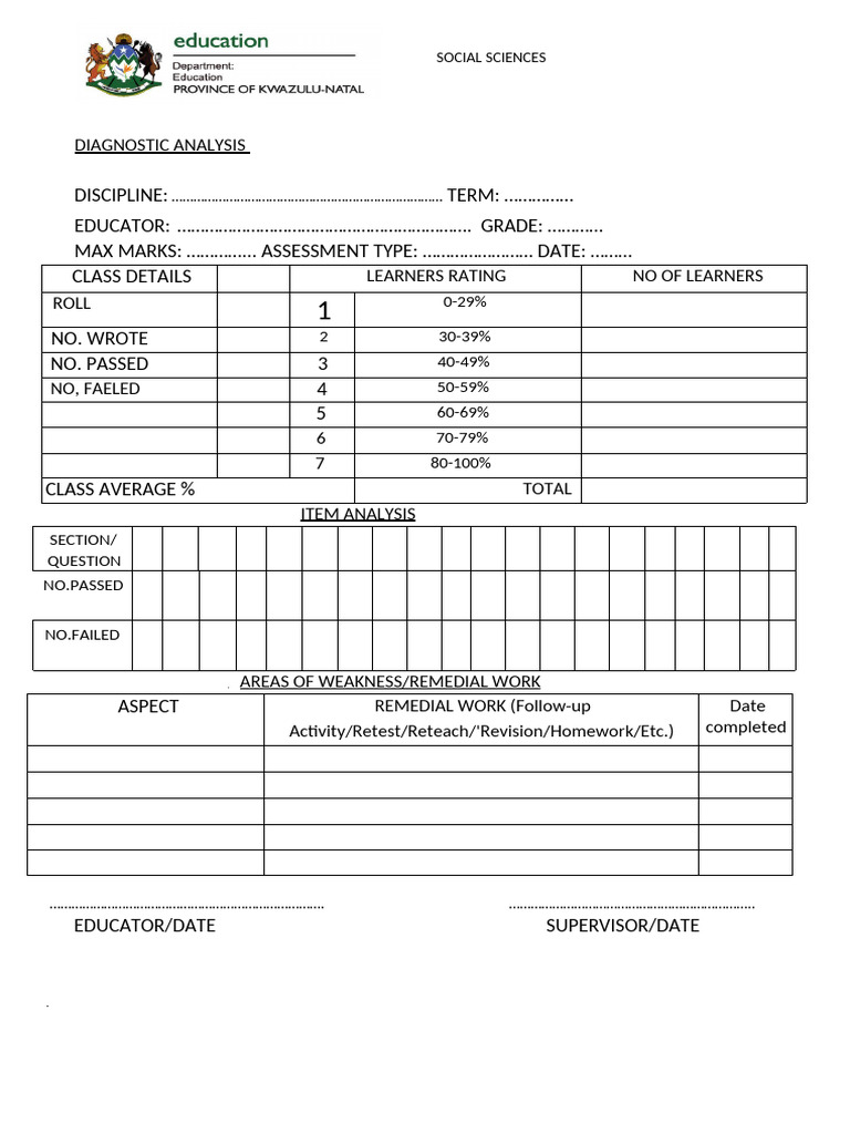 Social Sciences Diagnostic Analysis Report | PDF
