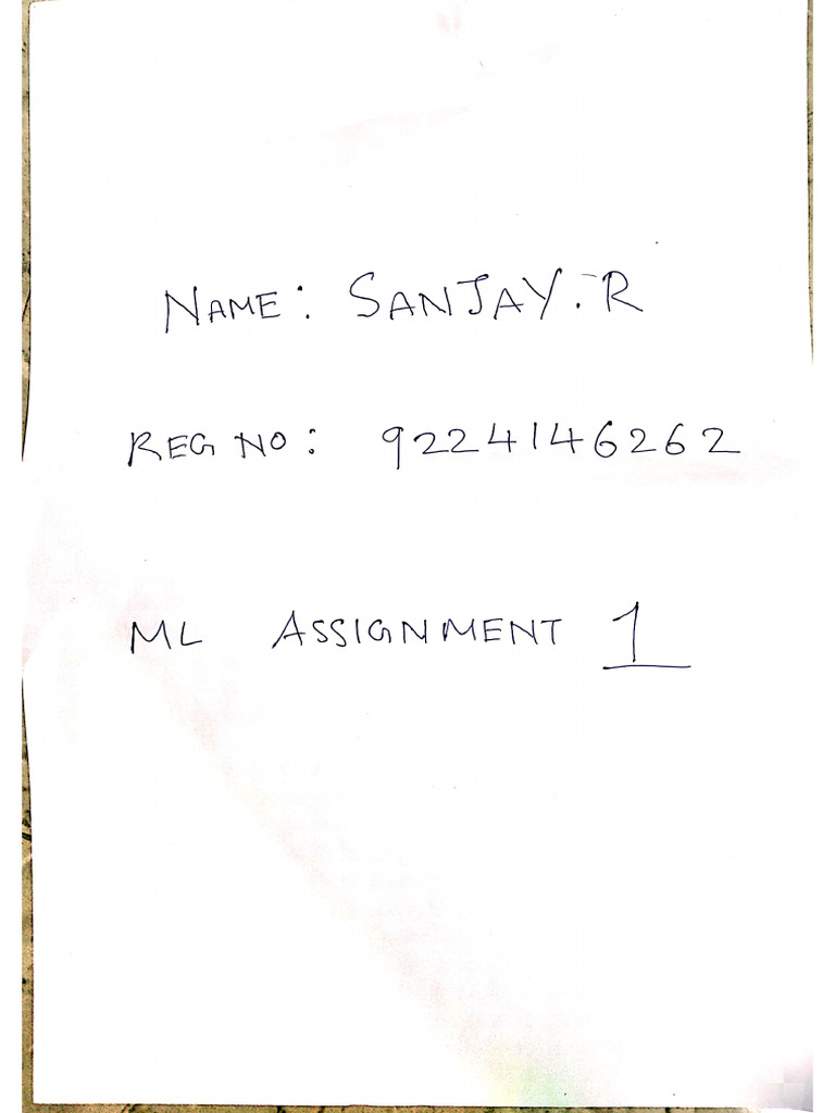 ML assignment 1 | PDF