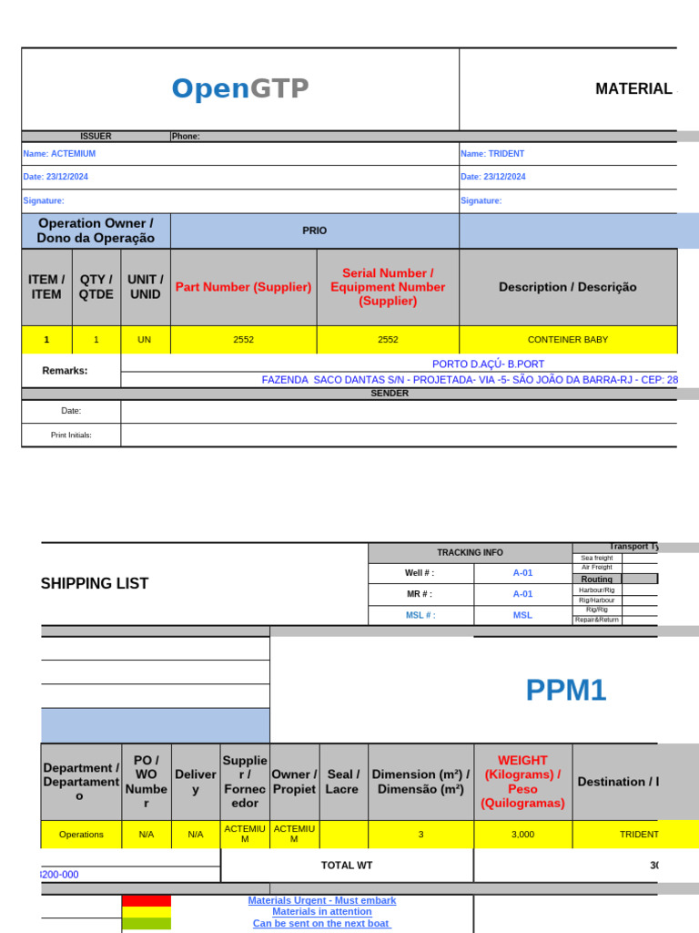 MSLTempla - CONTEINER - BABY PPM1 | PDF | Consumer Goods | Water Transport