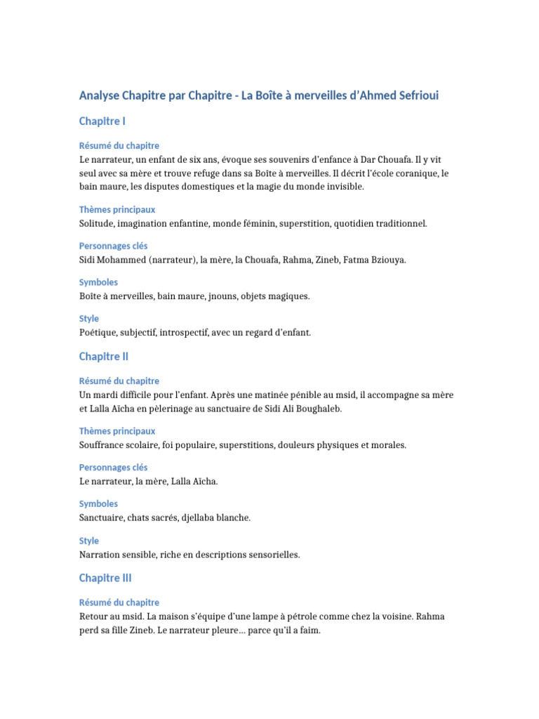 Analyse de "La Boîte à merveilles" | PDF