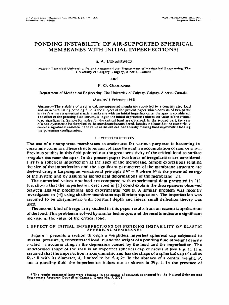 Ponding Instability of Air-Supported Spherical Membranes With Initial ...