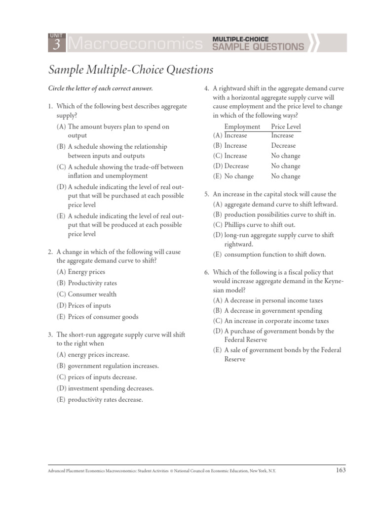 Morton Unit 3-Multiple Choice | PDF | Consumption (Economics ...