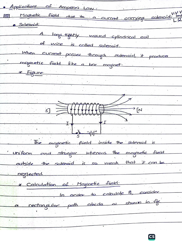 Magnetic Field Inside a Current Carrying Solenoid | PDF