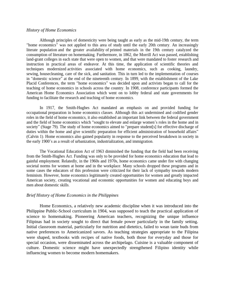 Evolution of Home Economics Education | PDF | Home Economics | Economics