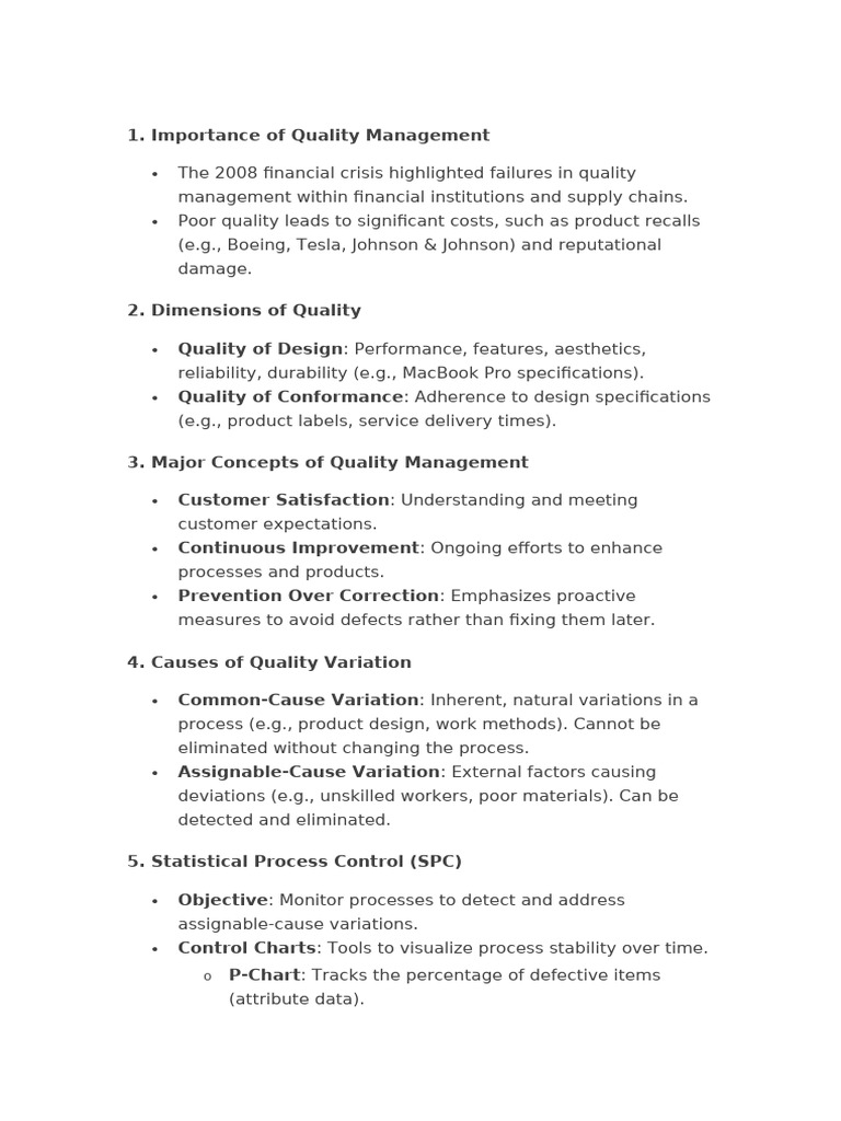 Quality Management Notes | PDF | Business | Business Process