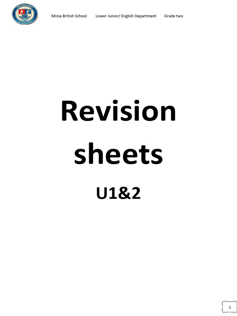 Grade 2 English Revision Sheets | PDF
