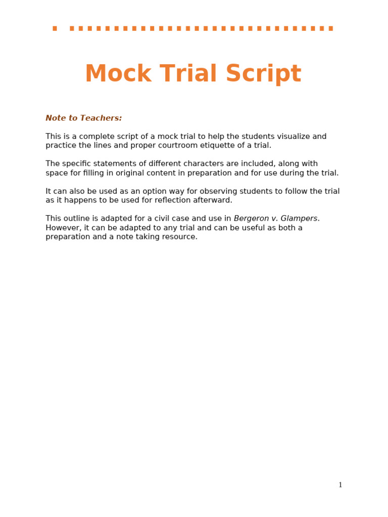 Blok 2 Mock-Trial -aangepast script | PDF | Witness | Courtroom