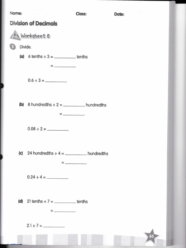 Targeting Math 4B WB Division of Decimals | PDF