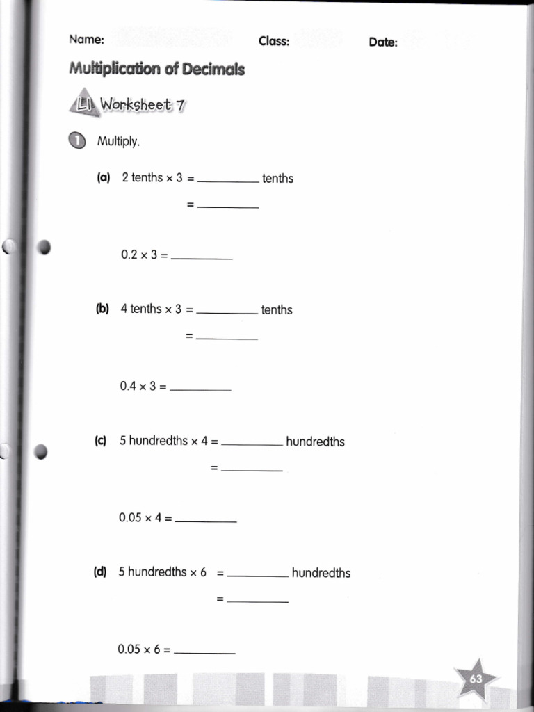 Multiplication of Decimals | PDF