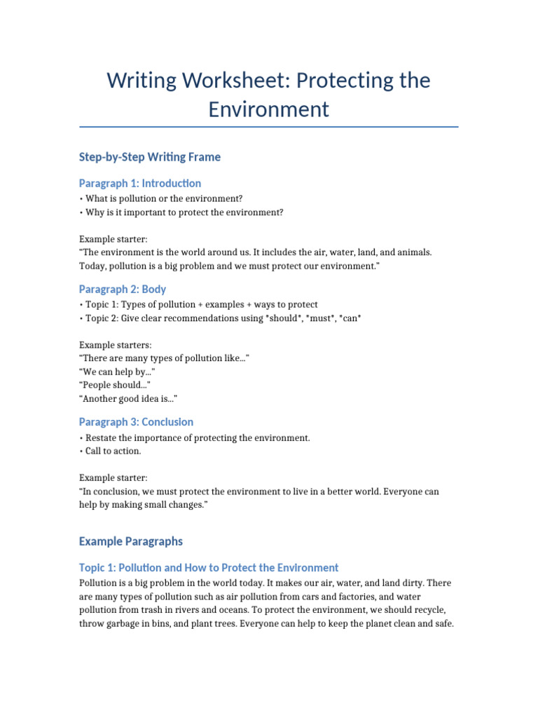 Protecting the Environment: Writing Guide | PDF