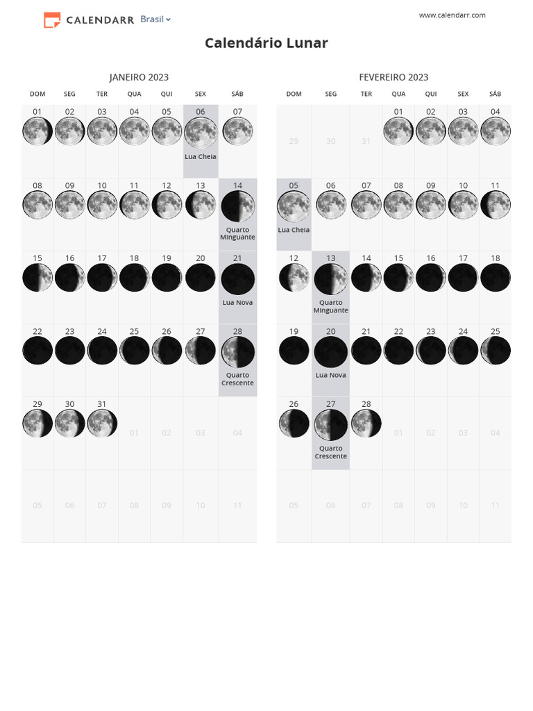 Calendário Lunar de 2023 - Imprimir Calendário Lunar de 2023 - Calendarr - Pdf-Cdekey ...