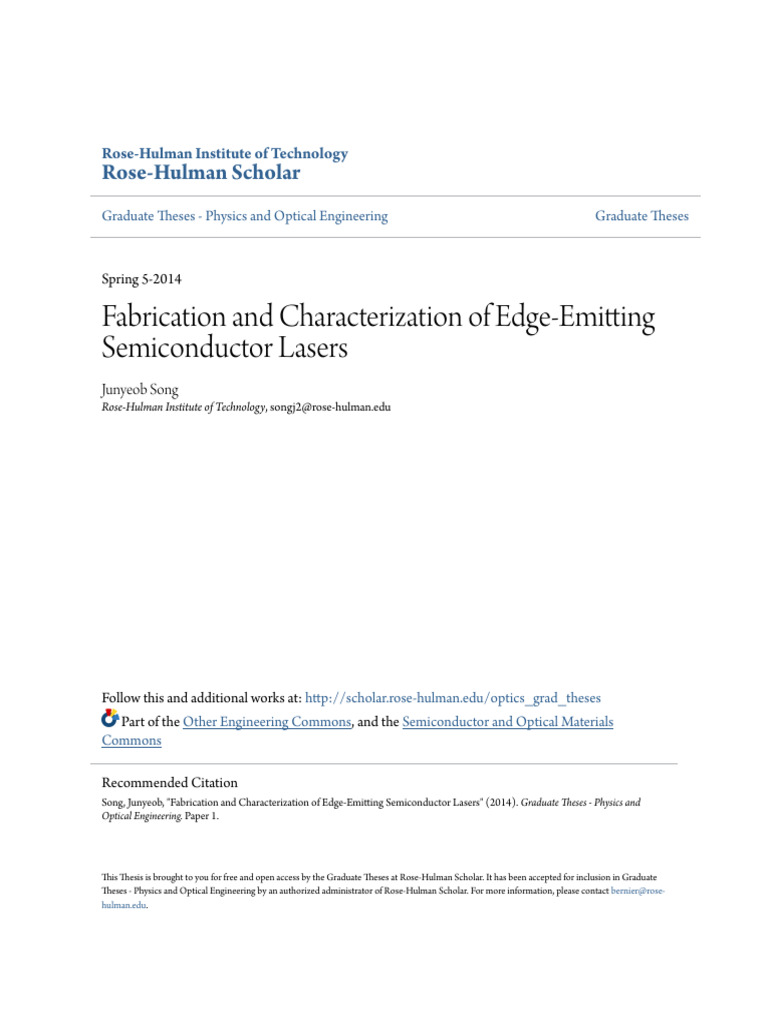 Fabrication and Characterization of Edge-Emitting Semiconductor L | PDF ...