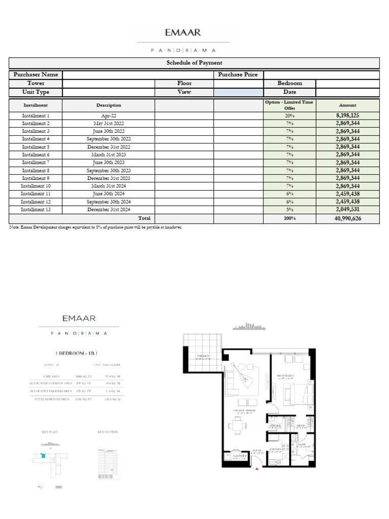 AAA Panorama Payment Plan - Special Offer 1B.1 | PDF | Market ...