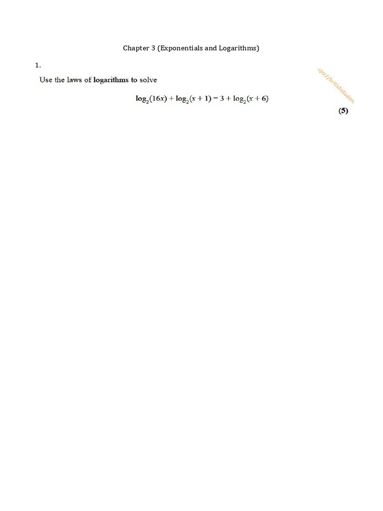 Chapter 3 (Exponentials and Logarithms) 1 | PDF
