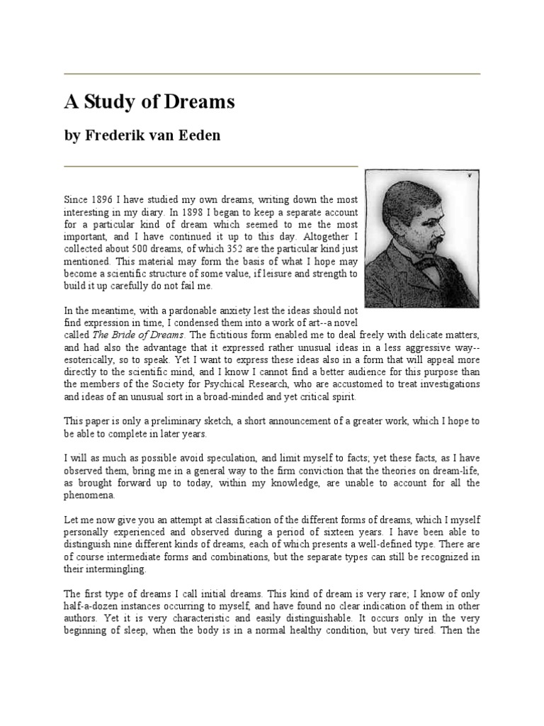 A Study of Dreams by Frederik Van Eeden | PDF | Dream | Sleep