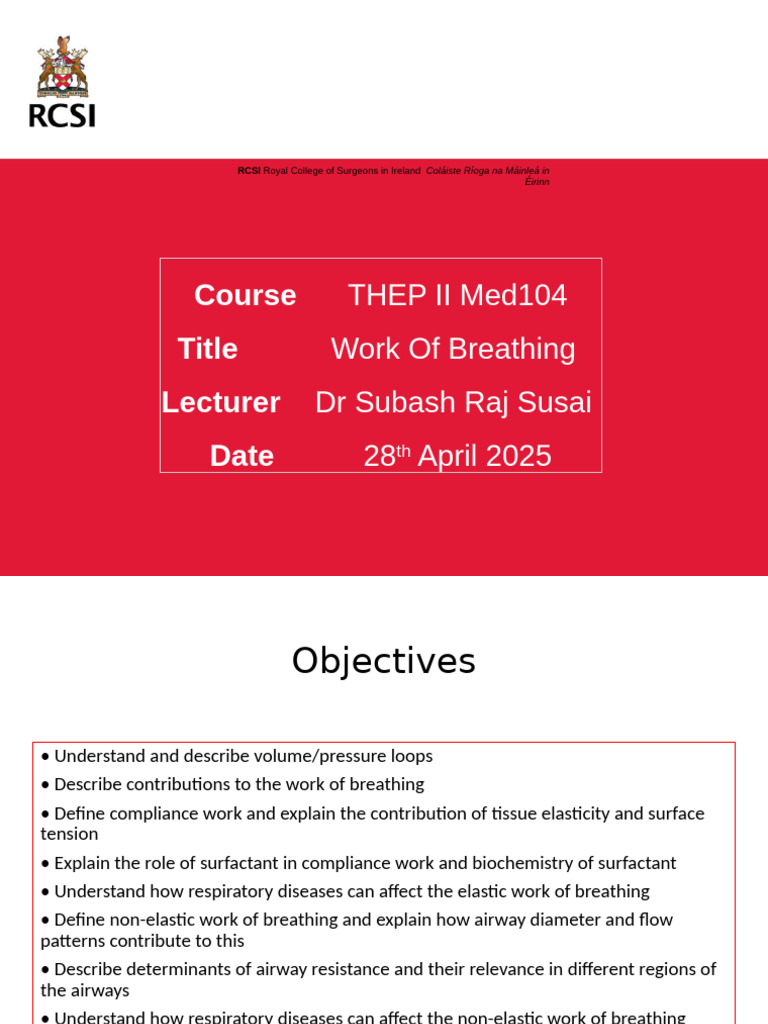 Work of Breathing - Subash | PDF | Lung | Respiratory Tract
