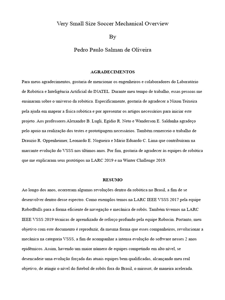 Very Small Size Soccer Mechanical Overview | PDF | Engrenagem | Motores