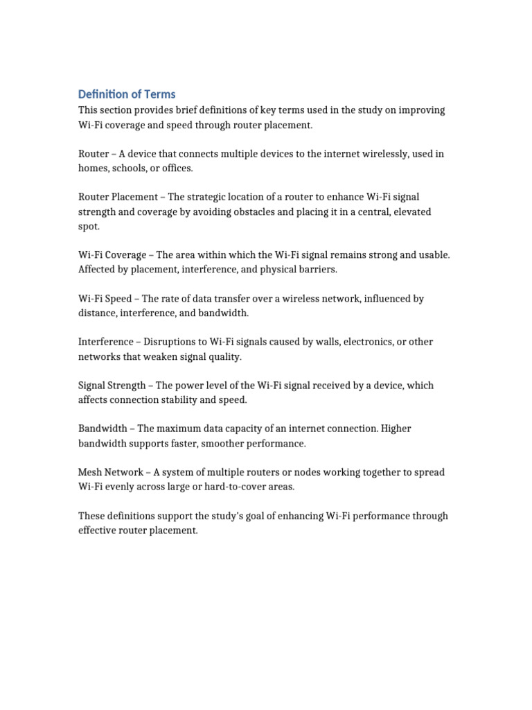 Short Definition of Terms Router Placement | PDF