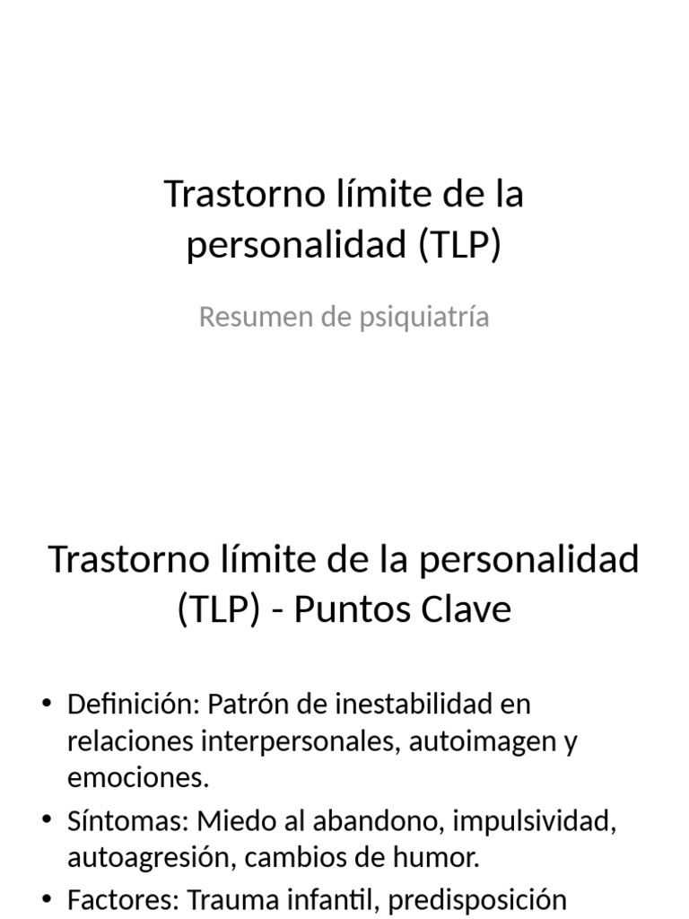 Trastorno Límite de La Personalidad (TLP) | PDF