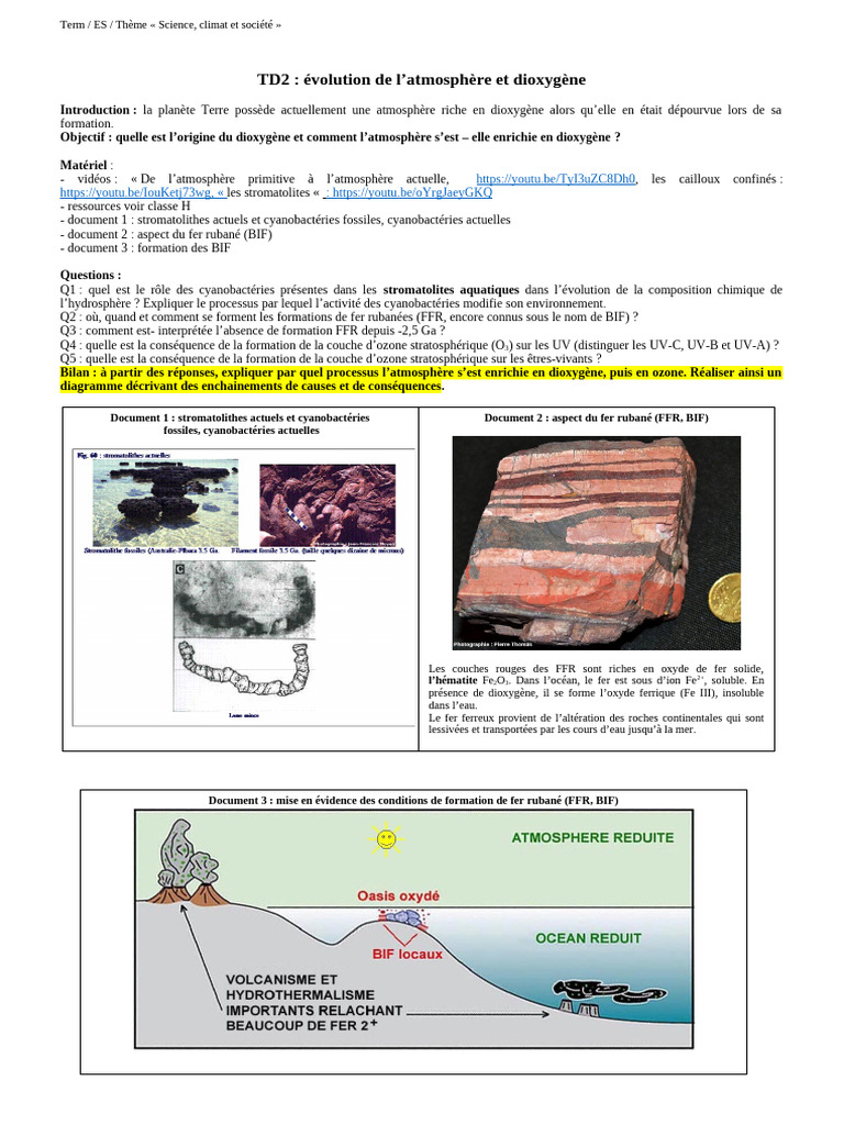 Formation et rôle du fer rubané | PDF | Fer | Atmosphère