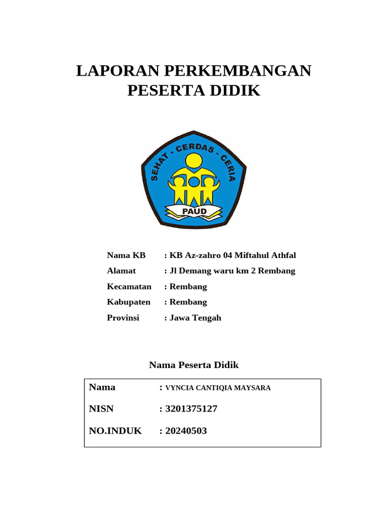 Laporan Perkembangan Peserta Didik | PDF