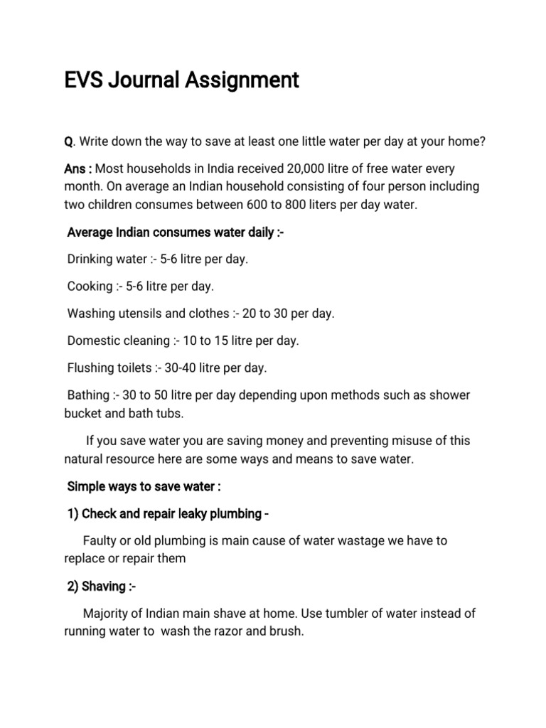EVS Journal Assignment | PDF