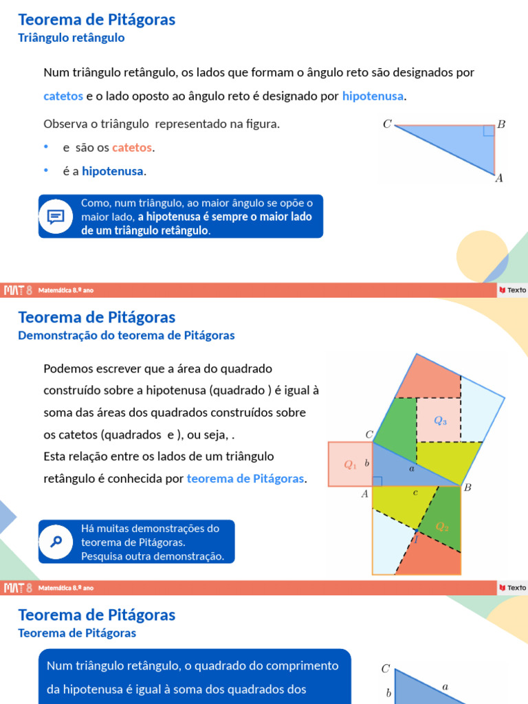 Teorema de Pitágoras (1) | PDF | Triângulo | Geometria Elementar