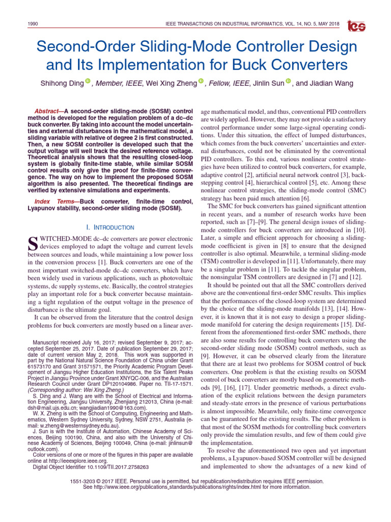 Ding Et Al. - 2018 - Second-Order Sliding-Mode Controller Design and Its Implementation For Buck ...