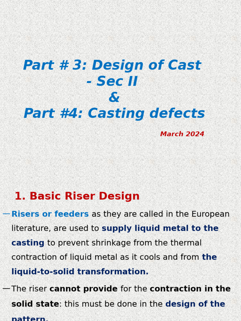Riser Design and Casting Defects Guide | PDF | Materials | Mechanical ...