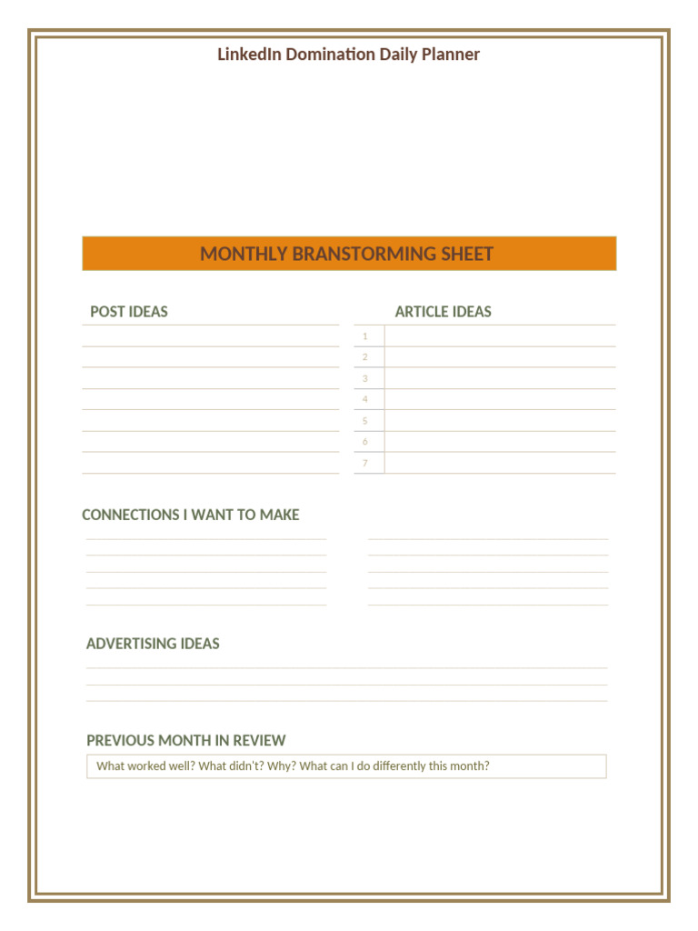 LinkedIn Domination Daily Planner (One Month) | PDF | Human Communication | Organizational Behavior