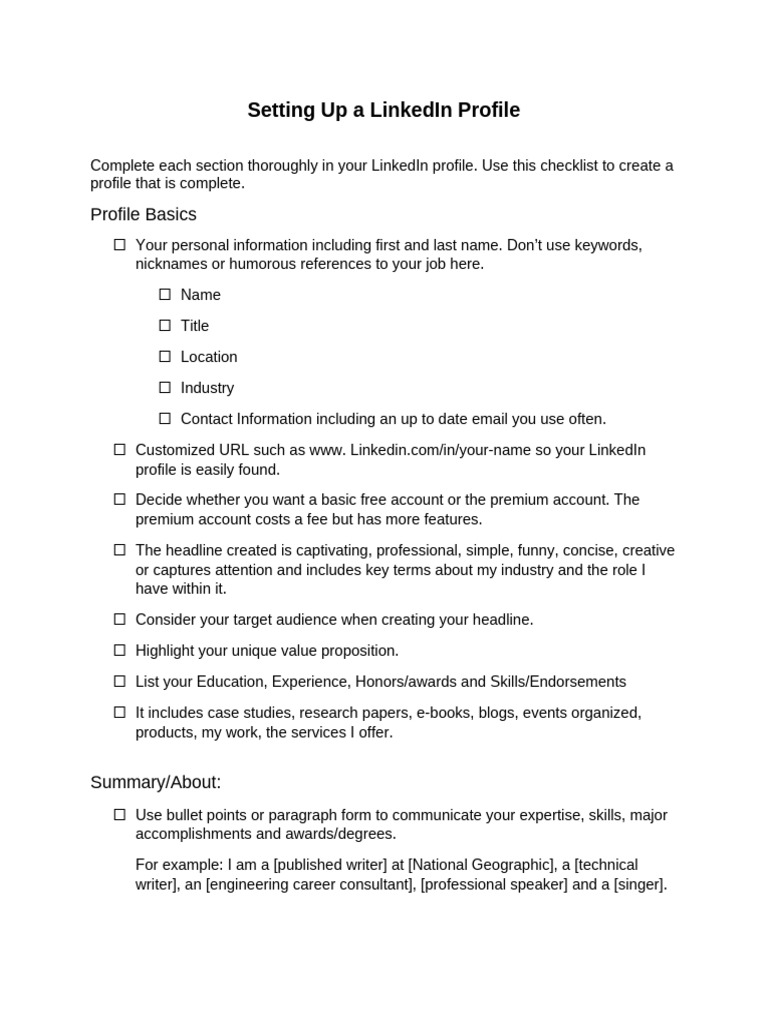 LinkedIn Profile Setup Guide | PDF | Linked In | Computing