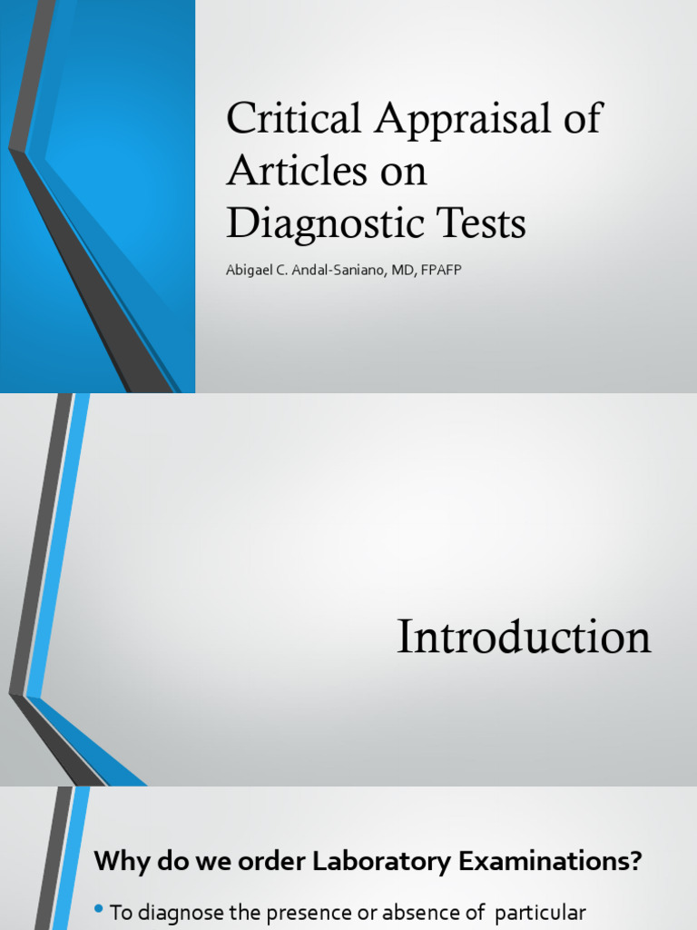 Part2 Diagnostic Critical Appraisal | PDF | Medical Diagnosis | Health ...