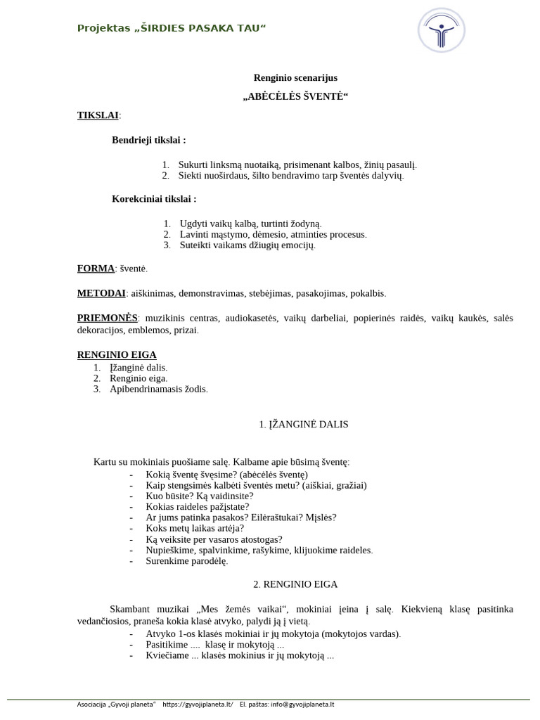 Scenarijus ABECELES SVENTE | PDF