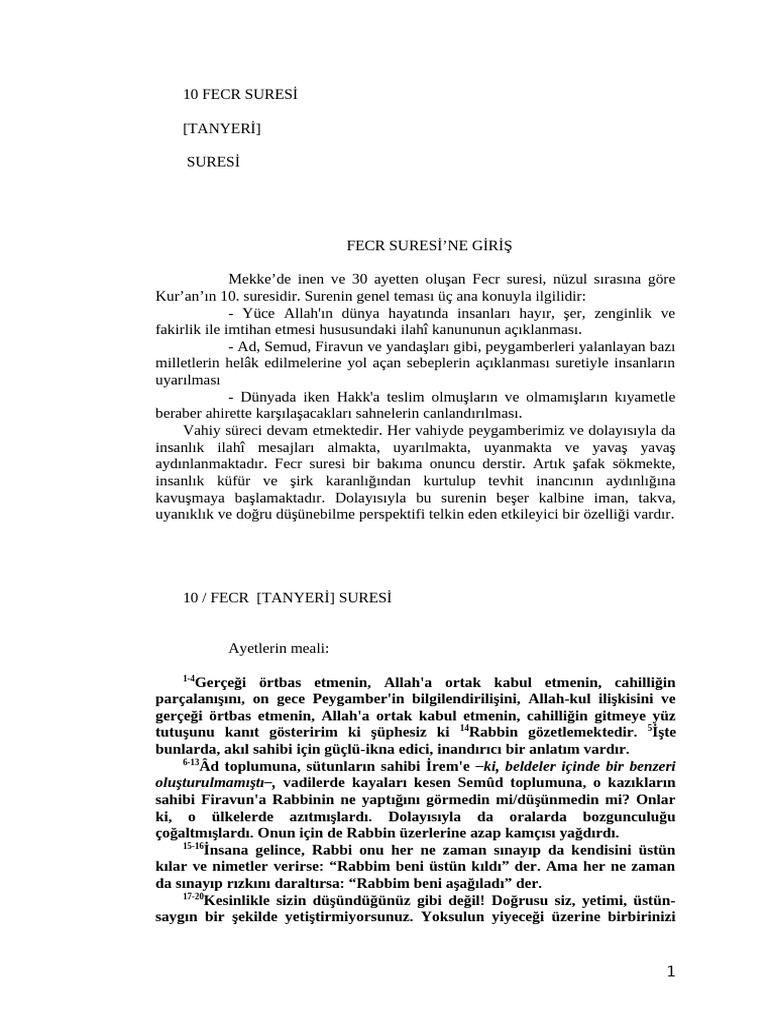 10. FECR SURESİ | PDF