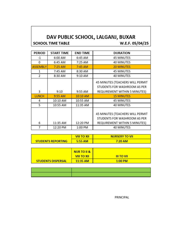 SESSION 2025-26 Time Table | PDF