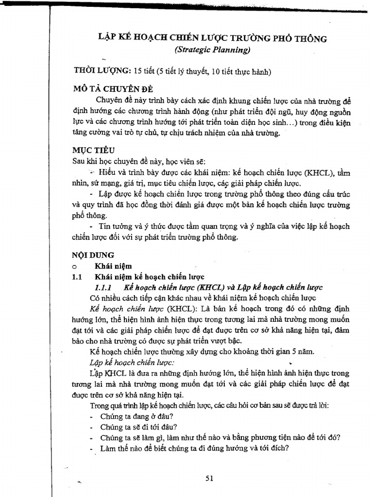 HD Lap Ke Hoach Chien Luoc Giao Duc | PDF