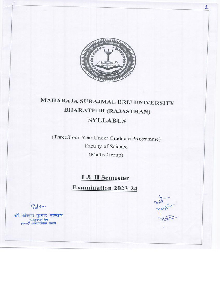 B.SC Mathematics Syllabus 2023-24 | PDF