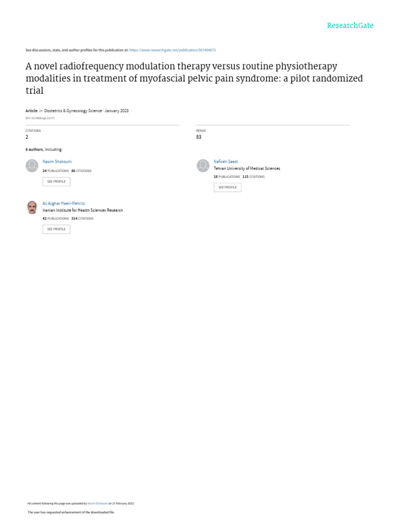 Radiofrequency Modulation - Routine Physiotherapy Modalities ...