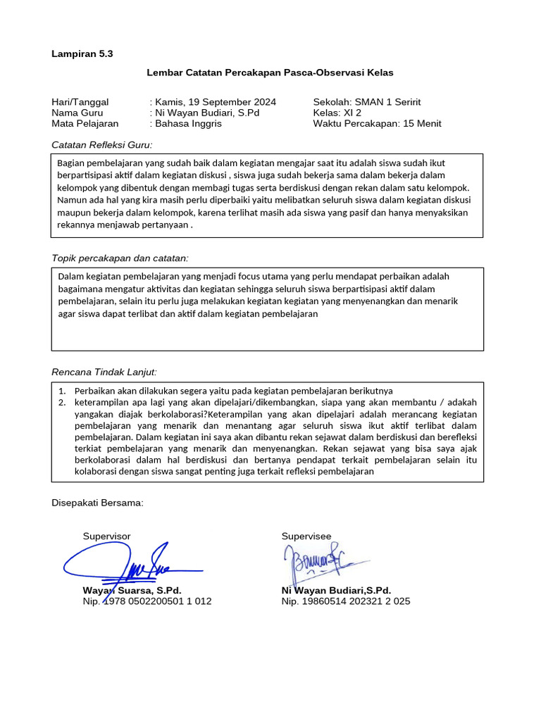 Form Pasca Observasi | PDF