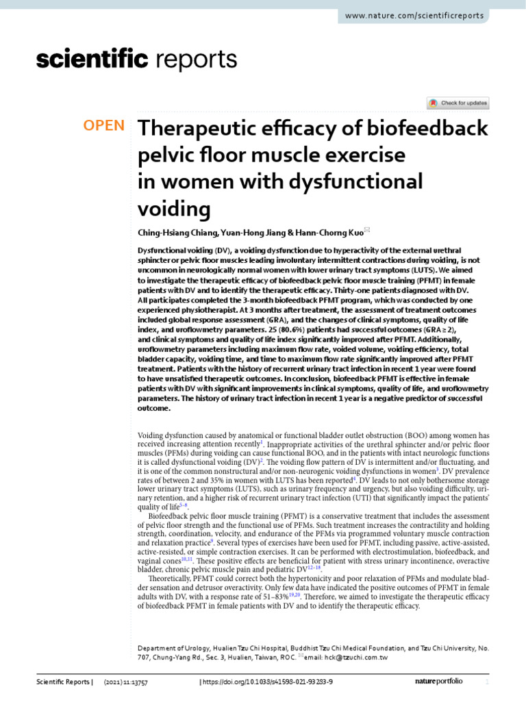 SEMG Biofeedback - Pelvic Floor Muscle - Dysfunctional Voiding | PDF ...