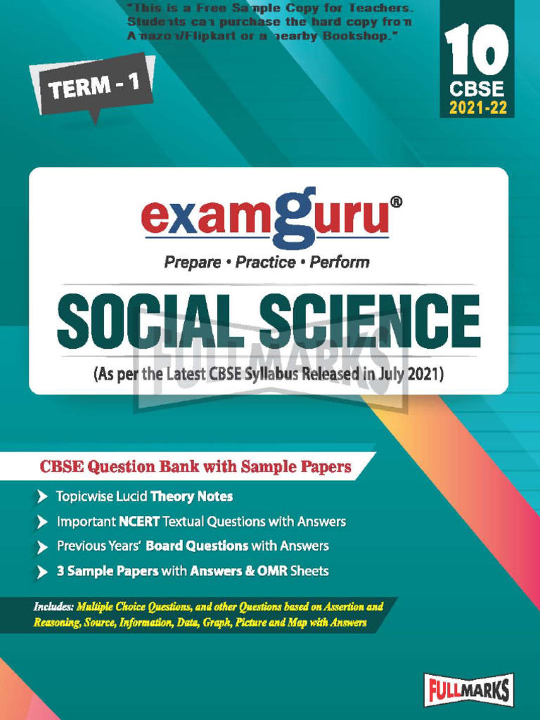 Examguru Social Science Question Bank With Sample Papers Term-1 (as Per ...