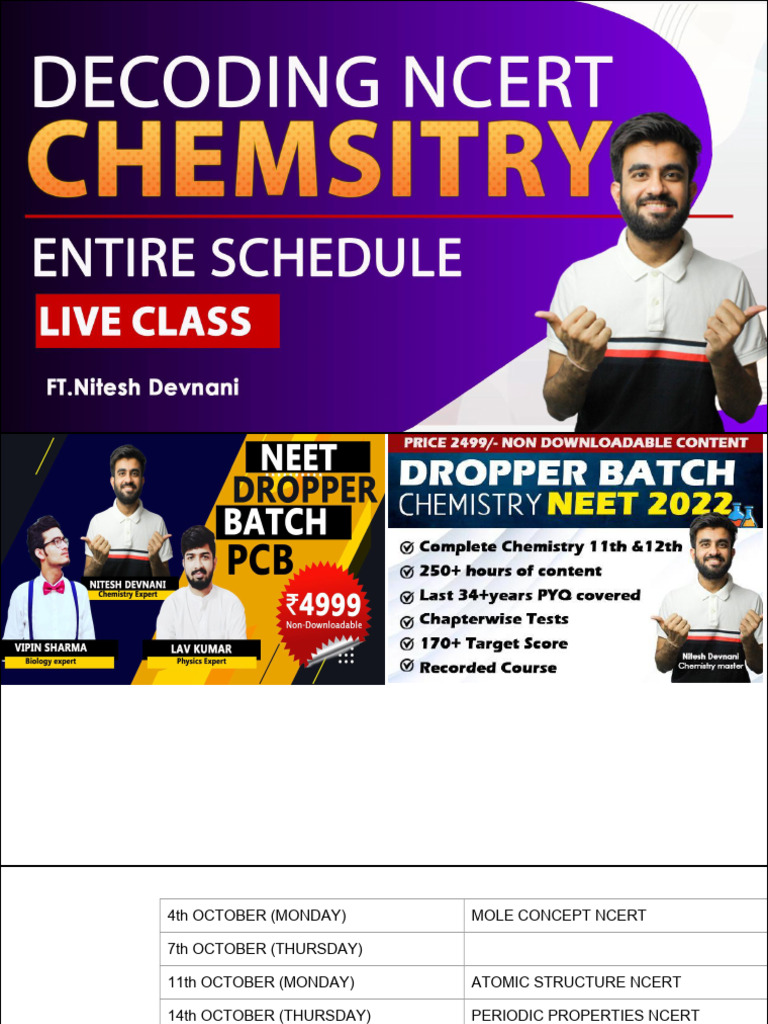 Decoding NCERT Chemistry Schedule | PDF