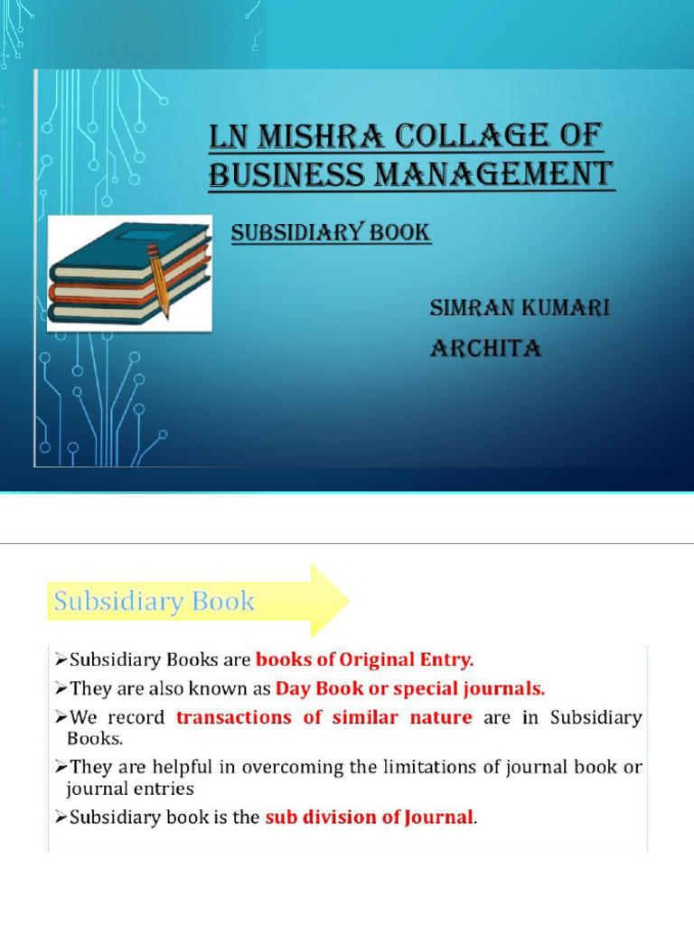 Ppt. Presentation On Subsidiary Book | PDF