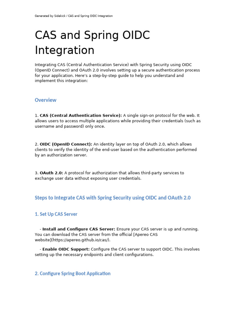 CAS and Spring OIDC Integration Guide | PDF | Internet Protocols ...